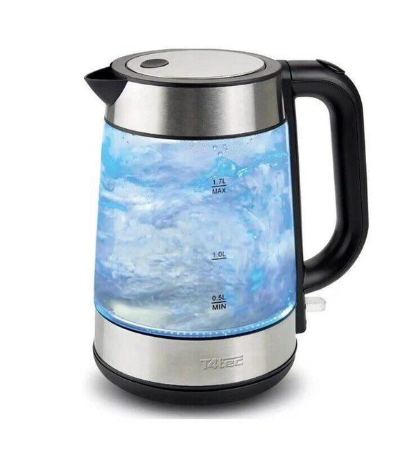 T4tec Cordless 1.7L Fast Boil Light Up Blue LED Illuminating Glass Jug ...